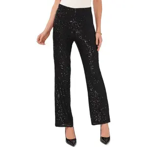 Vince Camuto Sequin Flare Leg Pants - Rich Black