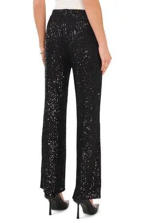 Vince Camuto Sequin Flare Leg Pants - Rich Black