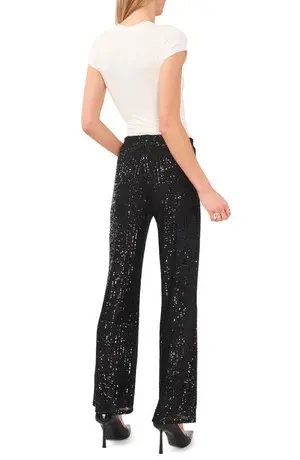 Vince Camuto Sequin Flare Leg Pants - Rich Black
