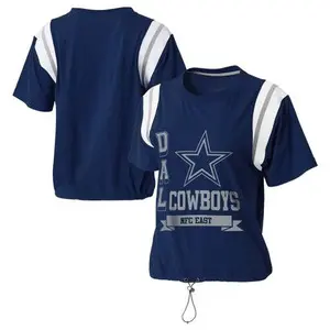 WEAR BY ERIN ANDREWS Dallas Cowboys Cinched Colorblock T-shirt - Navy