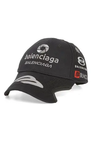 Balenciaga Black Cap with White Logo Embroidery Balenciaga cap main image 2