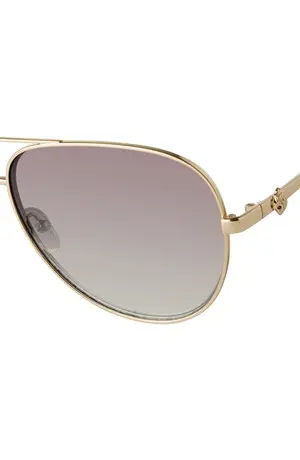 Kurt Geiger Shoreditch Aviator Sunglasses - Gold Havana/ Gold Fl