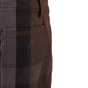 Burberry Checked Wide Leg Canvas Pants