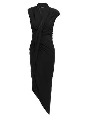 Balenciaga Draped Jersey Crêpe Midi Dress - Black