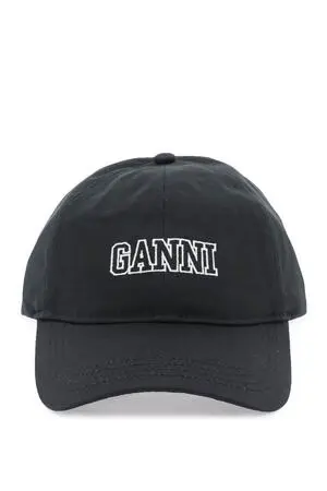 GANNI Organic Cotton Baseball Cap Black