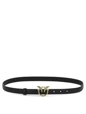 Pinko Love Berry H2 Leather Belt - Black