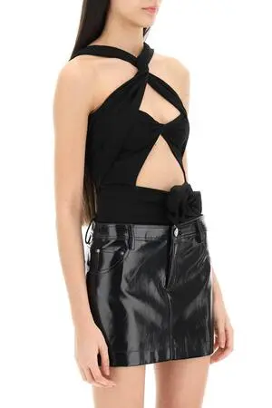 Magda Butrym Cut Out Bodysuit With Rose Applique