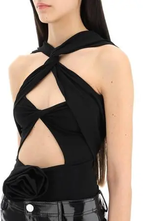 Magda Butrym Cut Out Bodysuit With Rose Applique