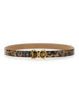 Dolce & Gabbana Leopard Print Leather Belt - Multicolour