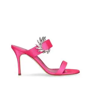 Manolo Blahnik Chivela Crystal-embellished Satin Sandals