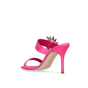 Manolo Blahnik Chivela Crystal-embellished Satin Sandals