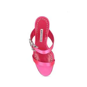 Manolo Blahnik Chivela Crystal-embellished Satin Sandals
