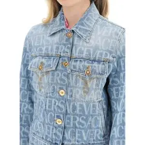 Versace All-over Logo Denim Jacket