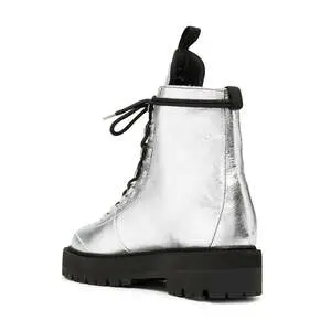 Off White Metallic Ankle Boots