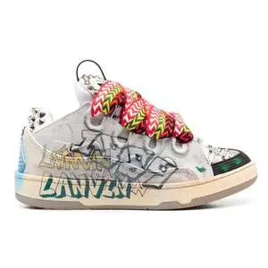 LANVIN Curb Leather Sneakers White