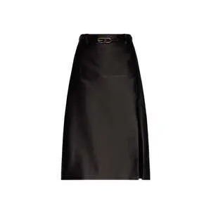 Gucci Gucci Silk Midi Skirt With Logo Jacquard And Chain Print Black