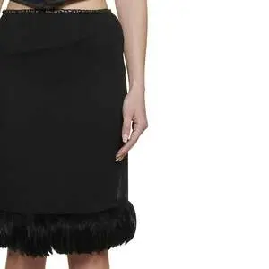 Saint Laurent Feather-trimmed Silk Skirt