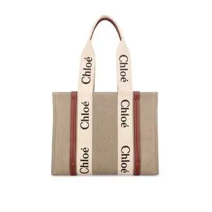 Chloé Woody Medium Tote Bag - Beige