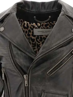 GOLDEN GOOSE Chiodo Destiny Leather Biker Jacket - Grey