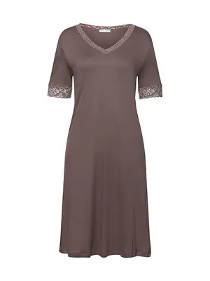 Hanro Mots Short-sleeve Nightgown Stonewash