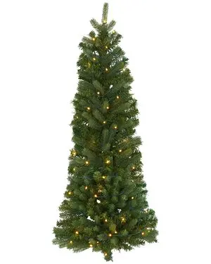 NEARLY NATURAL Nearly Natural 4Ft Flat Back Wall Hanging Artificial Christmas Tree - Green
