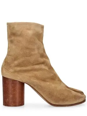 MAISON MARGIELA 80mm Tabi Suede Ankle Boots - Light Brown
