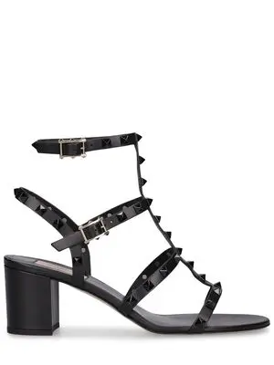 Valentino Garavani VALENTINO GARAVANI 60mm Rockstud Leather Sandals - Black