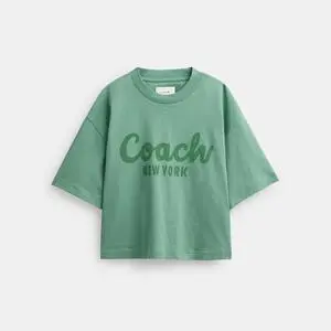 COACH Cursive Signature Cropped T-shirt - Green