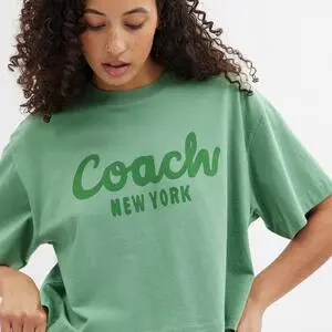 COACH Cursive Signature Cropped T-shirt - Green