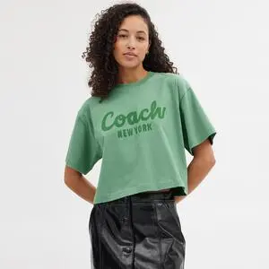 COACH Cursive Signature Cropped T-shirt - Green