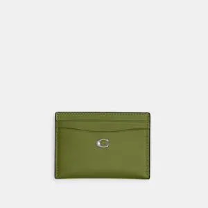 COACH Essential Card Case Silver/dark Lime