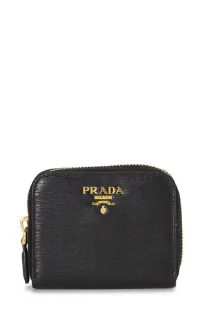 Prada Vitello Move Compact Wallet - Black