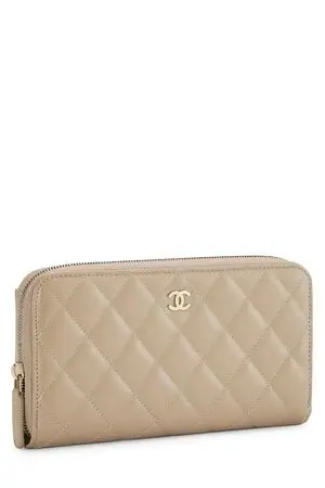 Chanel Quilted Caviar Zip Around Wallet