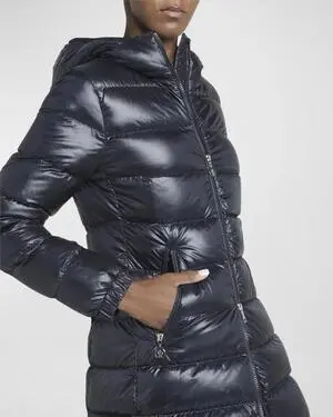 Moncler Glements Hooded Puffer Parka Jacket - Black