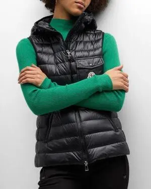 Moncler Glygos Hooded Puffer Vest - Black