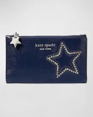 Kate Spade New York Small Starlight Patent Bifold Wallet - Navy Multi