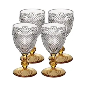 VISTA ALEGRE Bicos Bicolor Goblet With Amber Stem, Set Of 4 - Multi