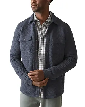 Faherty Brand Epic Cotton Blend Fleece Quilted Jacket - Navy Mélange
