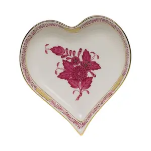 HEREND Small Porcelain Heart Tray - Raspberry