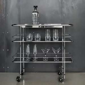 ORREFORS 53 Piece Street Bar Cart And Glassware Set - Clear/silver