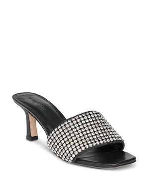 Whistles Adella Square Toe Diamante Mid Heel Sandals