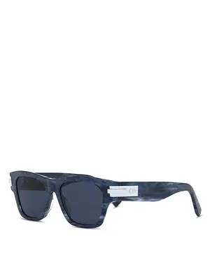 Dior Dior DiorBlackSuit Xl S2U Rectangular Sunglasses, 52mm Blue/blue Solid