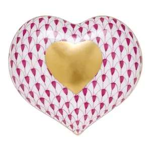 HEREND Porcelain Heart Of Gold - Raspberry