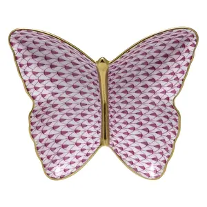 HEREND Porcelain Butterfly Dish - Raspberry