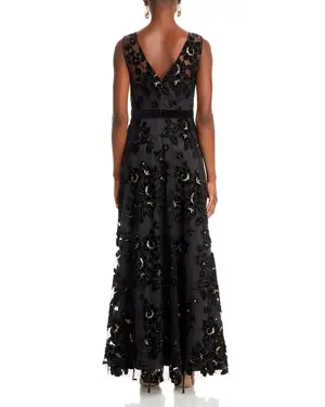 Eliza J Flocked Tulle Gown