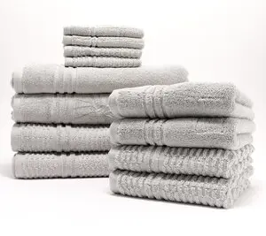 HOME REFLECTIONS 100% Cotton Solid & Texture 12-pc Towel Set - One-color