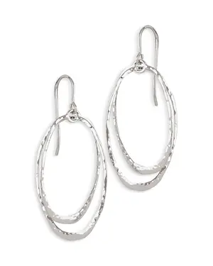 Aqua Bloomingdale's Fine Collection Hammered Oval Drop Earrings - Silver