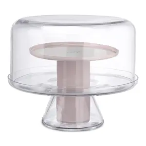 NUDE GLASS Bloom Cake Stand With Dome - Light Pink