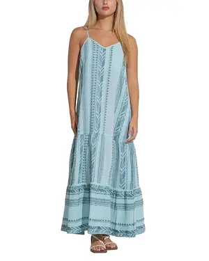 Elan Elan Spaghetti Strap Maxi Cover-Up Dress Blue Two Tone