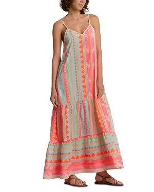Elan Spaghetti Strap Maxi Cover-up Dress - Neon Aztec